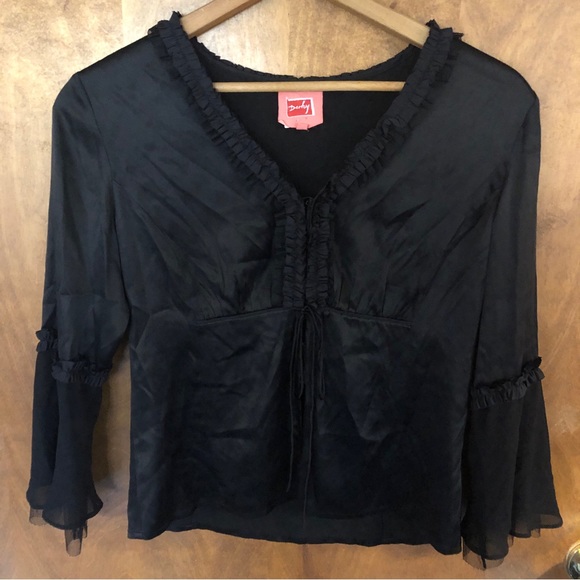 Derhy | Tops | Derhy Vintage Black Silk Babydoll Top Y2k 9s Witchy Goth ...